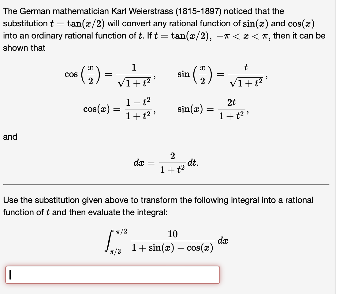Solved The German mathematician Karl Weierstrass (1815-1897) | Chegg.com