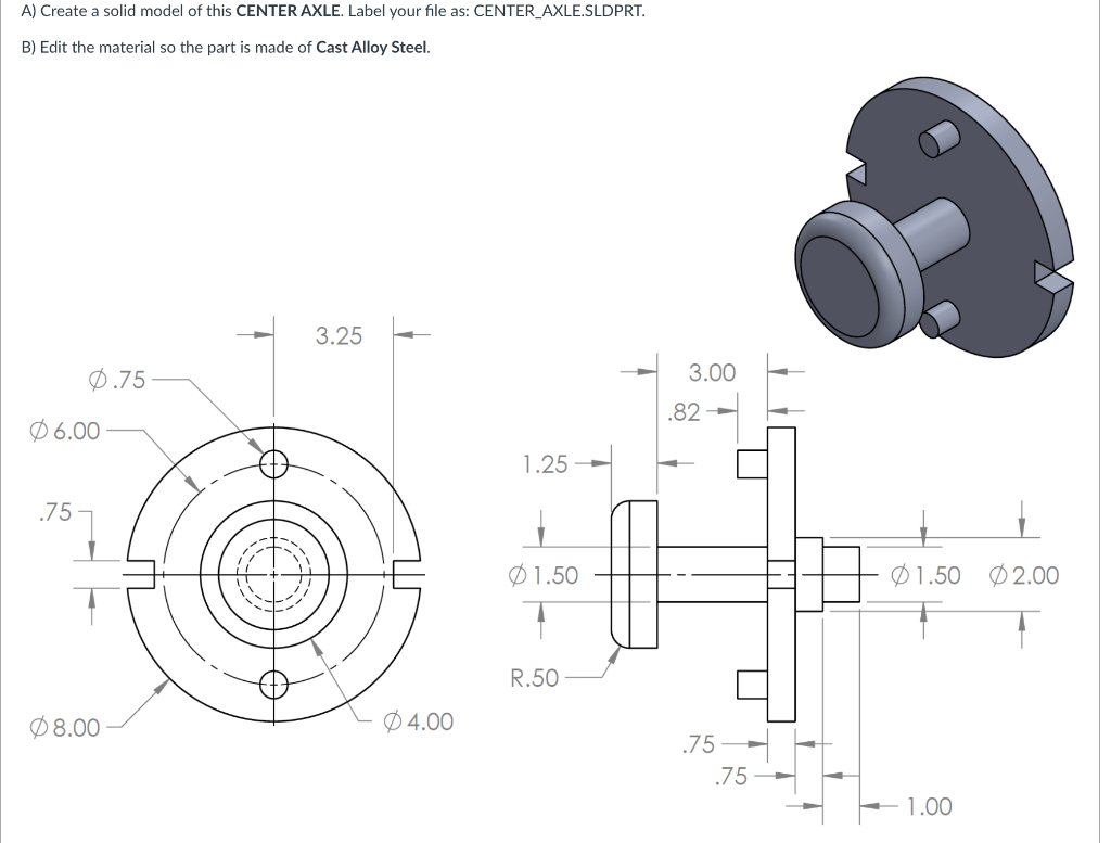 Create a solid model of this LEVER. Label your file | Chegg.com