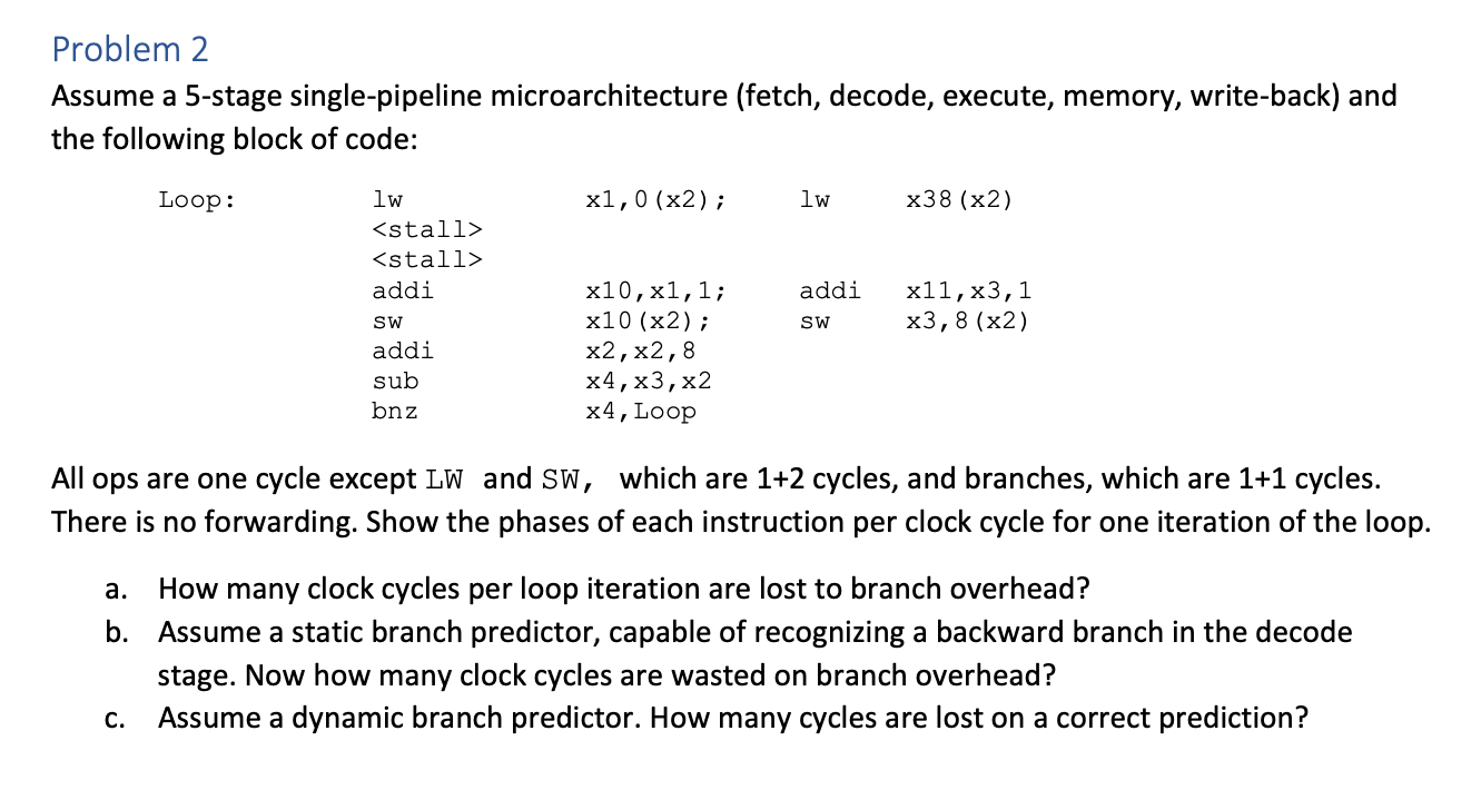 Solved Problem 2 Assume a 5-stage single-pipeline | Chegg.com