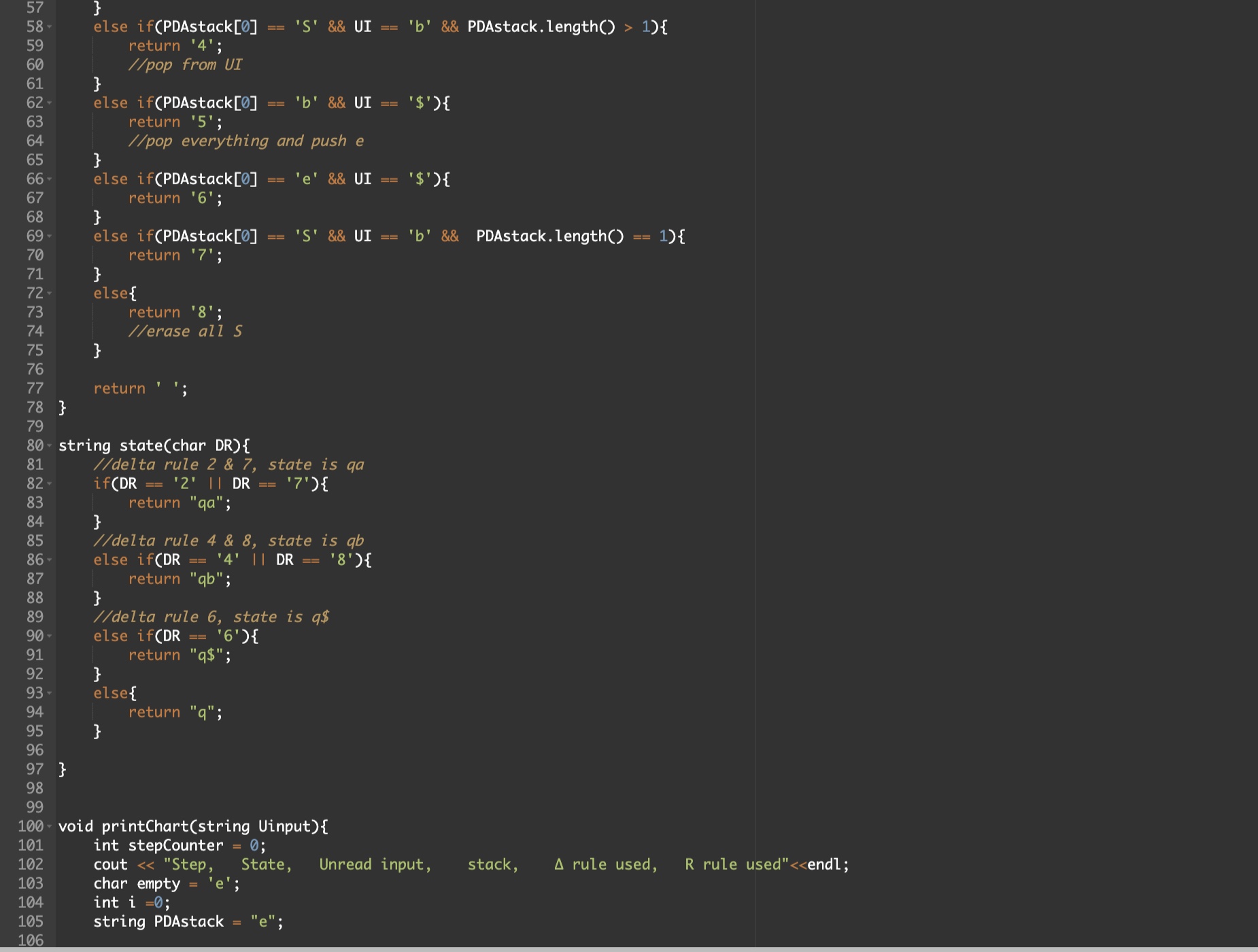 Solved My code is not accepting aabb$. And it's not | Chegg.com