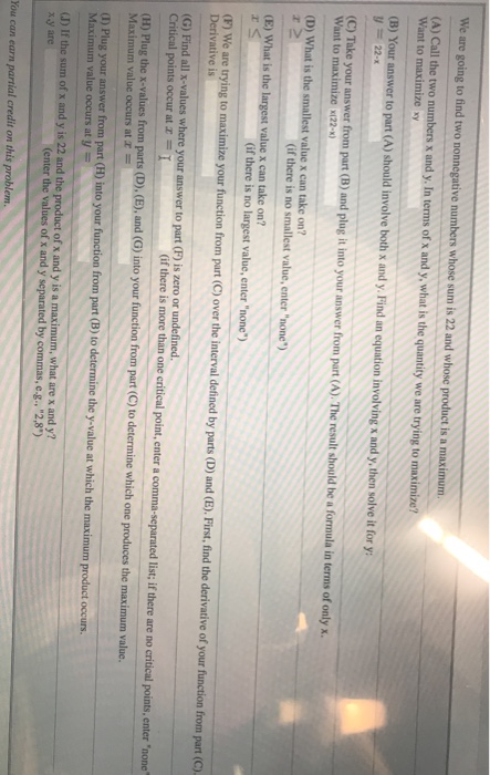 Solved We are going to find two nonnegative numbers whose | Chegg.com