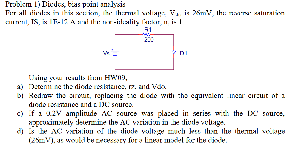 Solved Problem 1) Diodes, bias point analysis For all diodes | Chegg.com