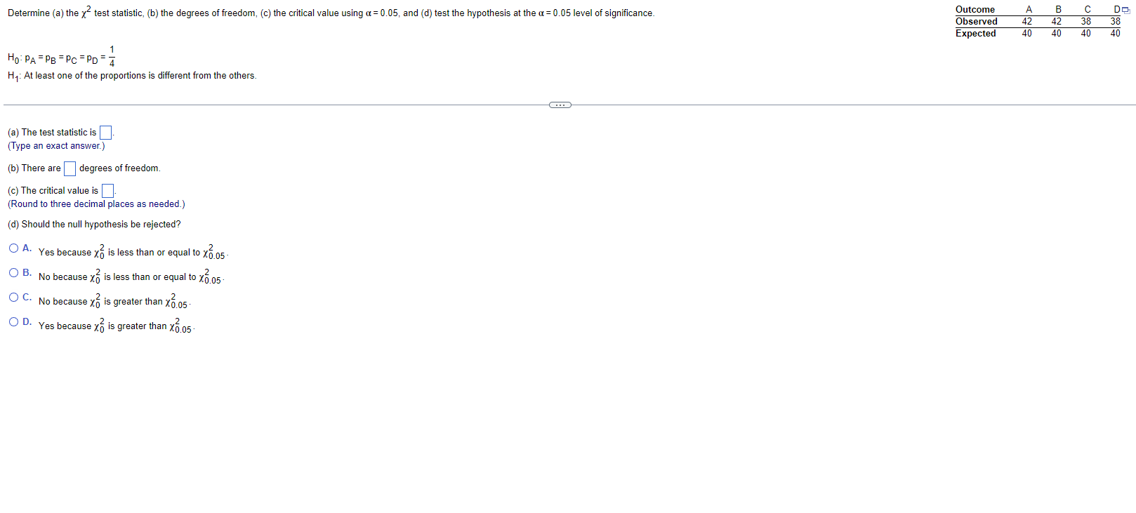 Solved Determine (a) the χ2 test statistic, (b) the degrees | Chegg.com