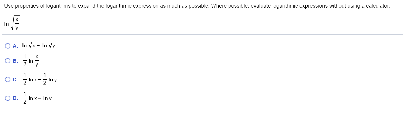Solved Use properties of logarithms to expand the | Chegg.com