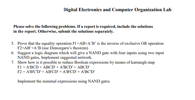 Solved Digital Electronics and Computer Organization Lab | Chegg.com