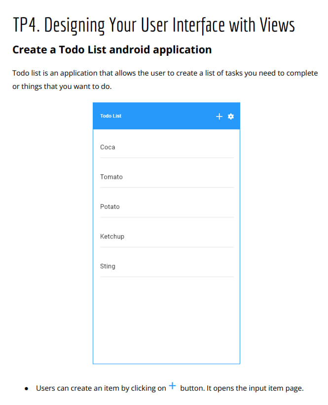Solved TP4. ﻿Designing Your User Interface with ViewsCreate | Chegg.com