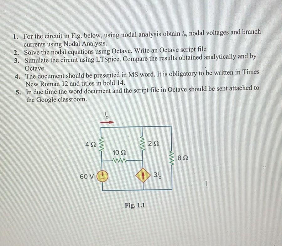 Solved 1. For the circuit in Fig. below, using nodal | Chegg.com