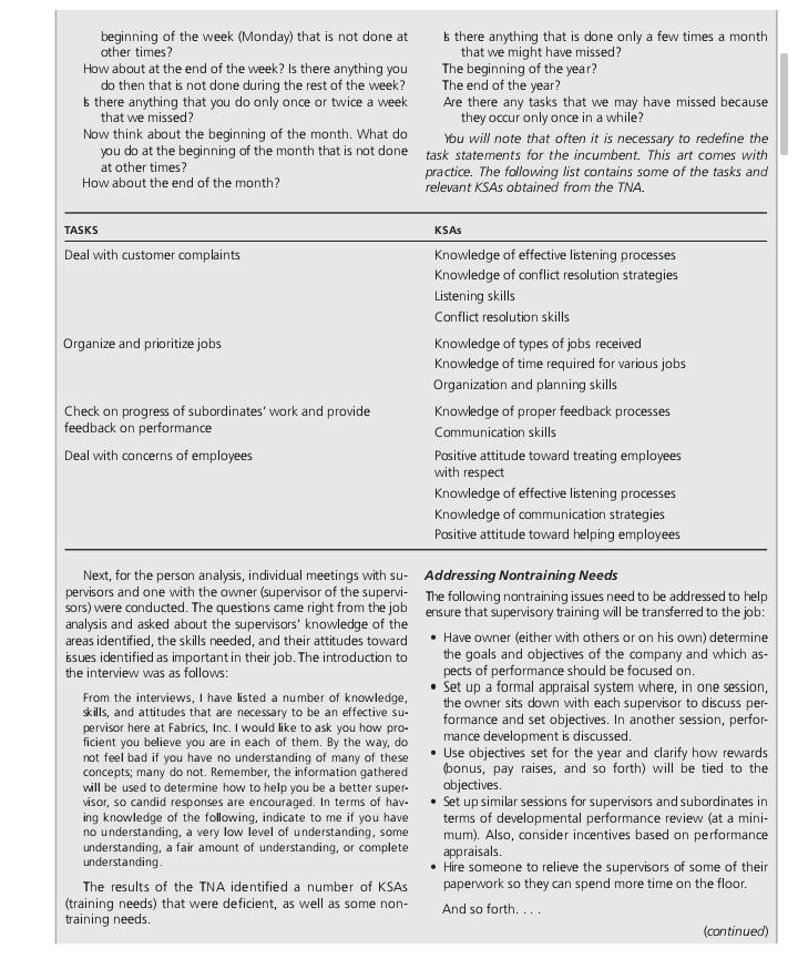 The Training Program (Fabrics, Inc.) This section is | Chegg.com