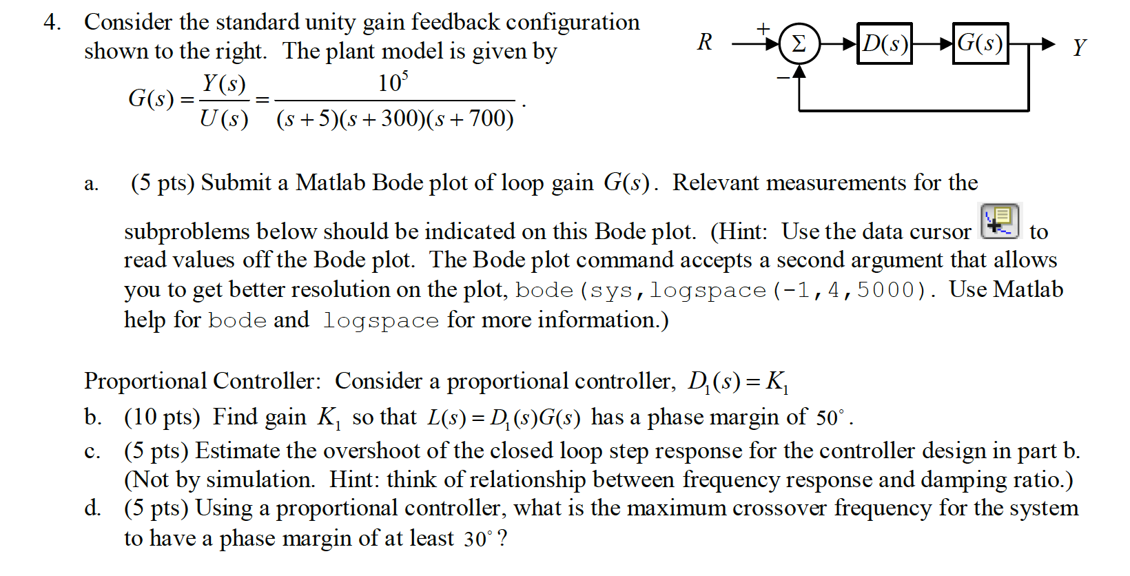 Solved R to © -05) 6(S) y 4. Consider the standard unity | Chegg.com