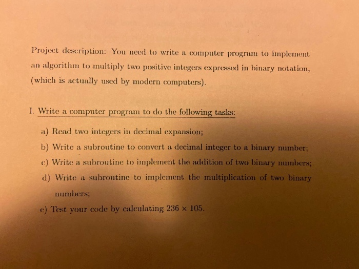 Solved Project description: You need to write a computer | Chegg.com