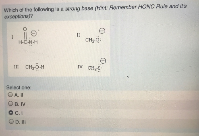 Solved Which of the following is a strong base (Hint: | Chegg.com