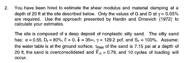 Solved You have been hired to estimate the shear modulus and | Chegg.com