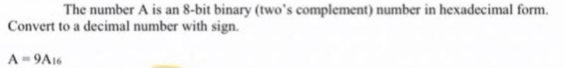 Solved The number A is an 8-bit binary (two's complement) | Chegg.com