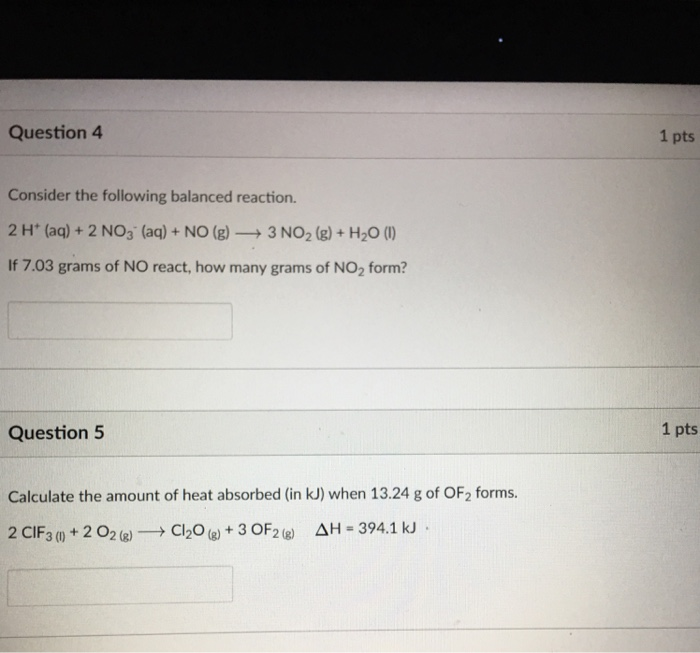 Solved Question 4 1 pts Consider the following balanced | Chegg.com