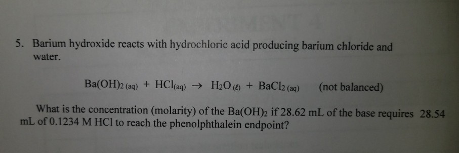 Solved Barium hydroxide reacts with hydrochloric acid | Chegg.com