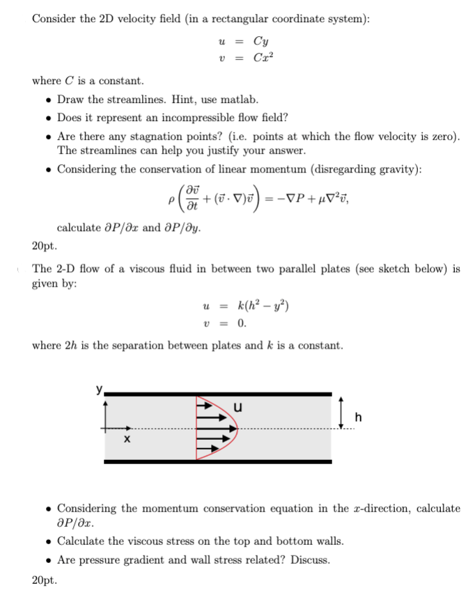 Solved Consider the 2D velocity field (in a rectangular | Chegg.com