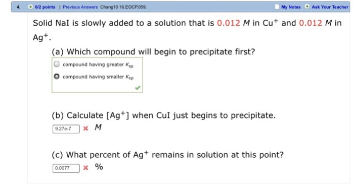 Solved 4. 02 points 1 Previous Answers Chang10 16.EOCP 059. | Chegg.com