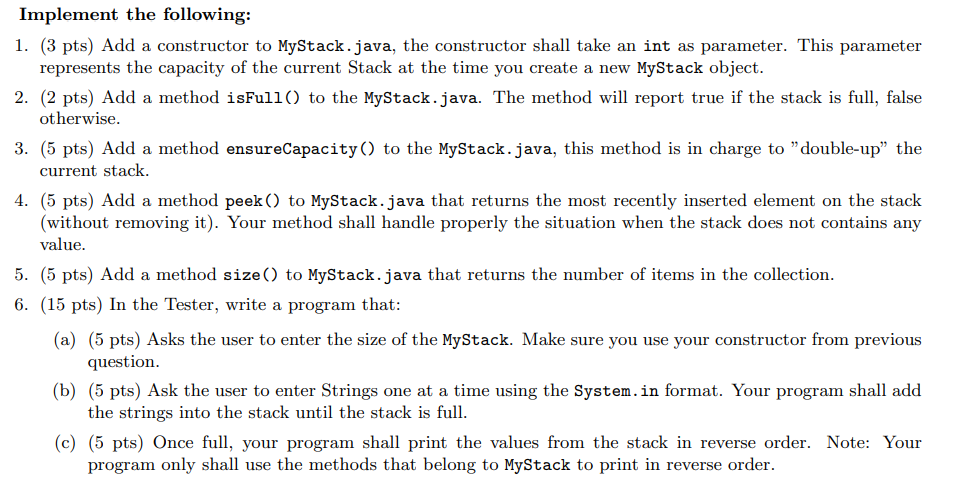 Solved Consider the following partial implementation of the | Chegg.com