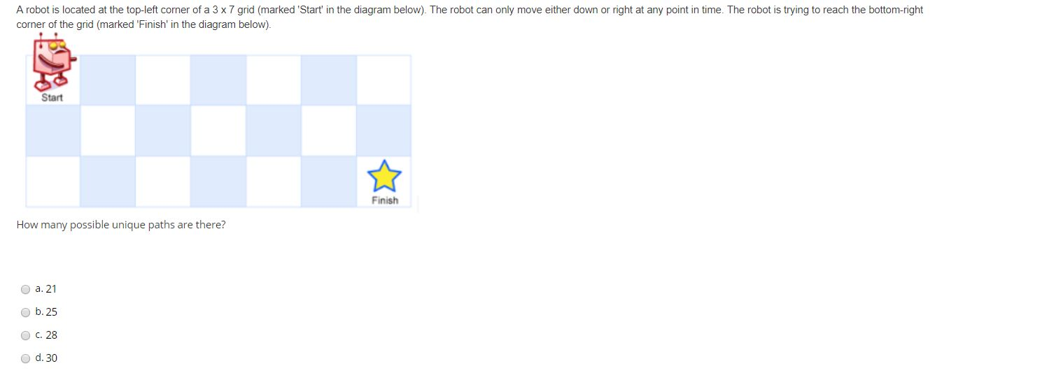 Solved A robot is located at the top-left corner of a 3 x 7 | Chegg.com
