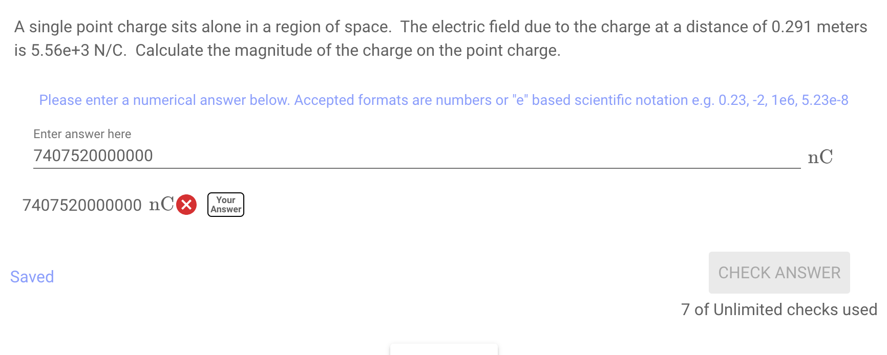 Solved A single point charge sits alone in a region of | Chegg.com