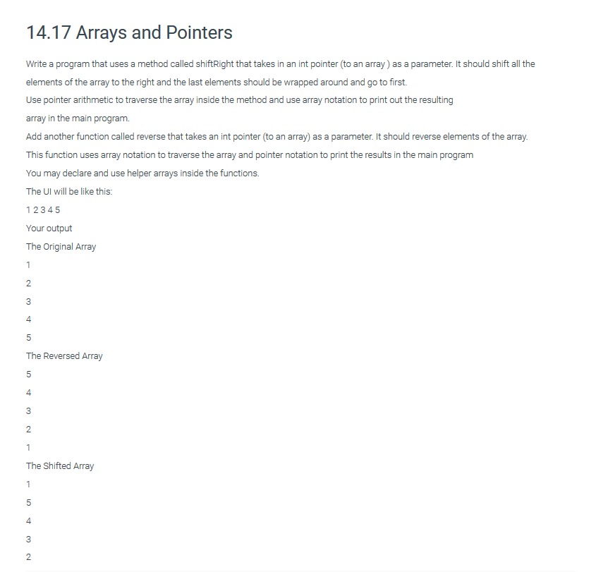 Solved 1417 Arrays And Pointers Write A Program That Uses A 6192