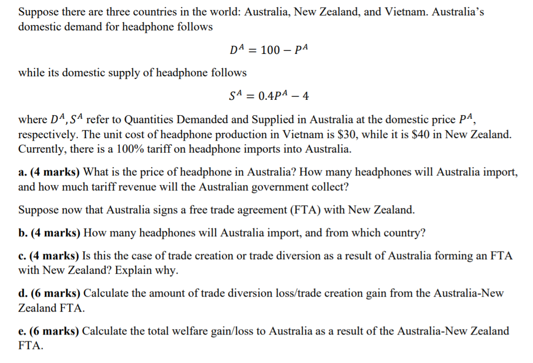 Solved Suppose there are three countries in the world: | Chegg.com