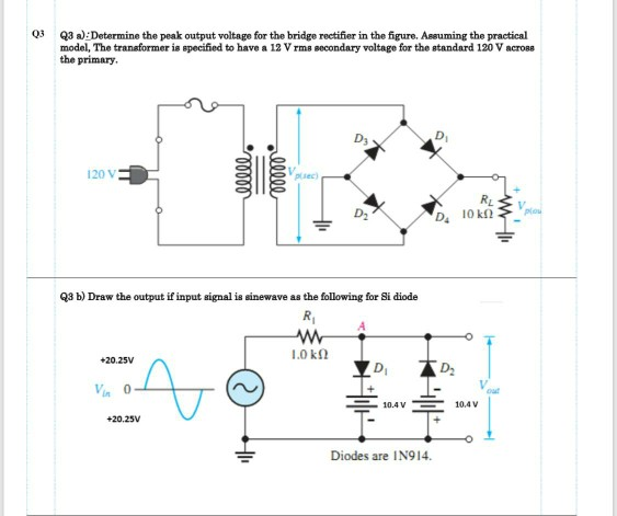 Solved 03 Q3 : Determine the peak output voltage for the | Chegg.com