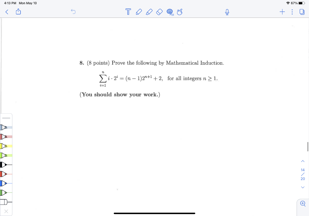 Solved 4:13 PM Mon May 10 67% TO + : 8. (8 points) Prove the | Chegg.com