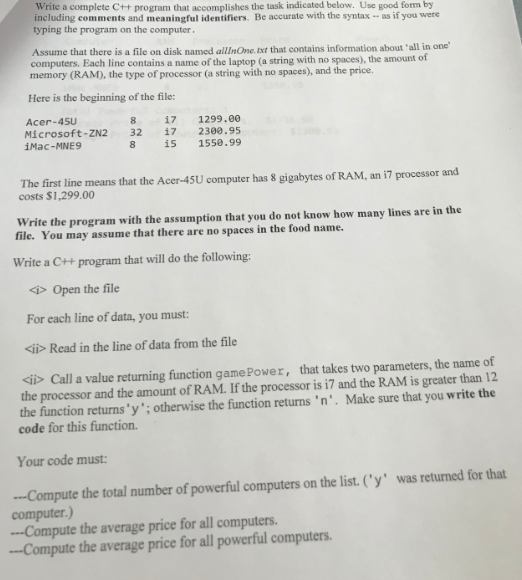 Solved Write a complete C++ program that accomplishes the | Chegg.com