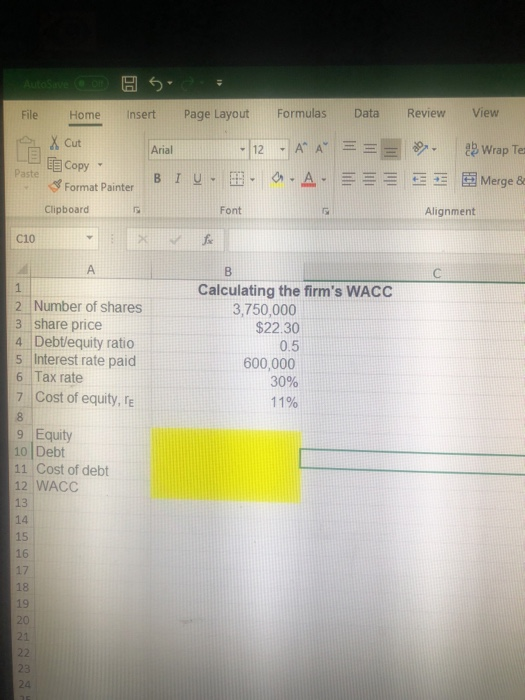 Solved File Home Insert Page Layout Formulas Data Review | Chegg.com