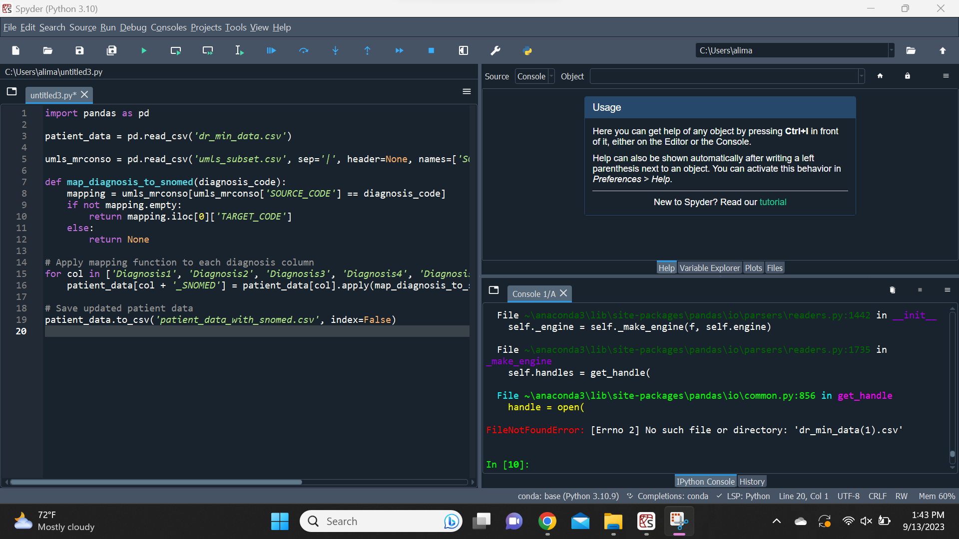 Solved I am sure i am spelling the file name correctly and | Chegg.com