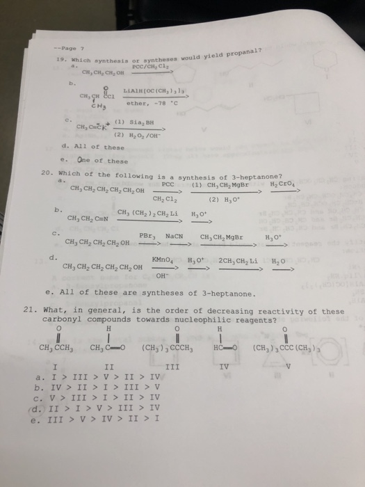 Solved --Page 7 which syntheaia or syntheses would yield | Chegg.com