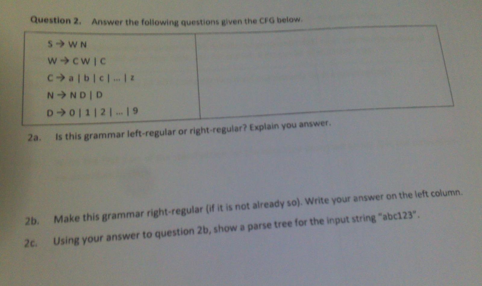 Solved Question 2. Answer the following questions given the | Chegg.com