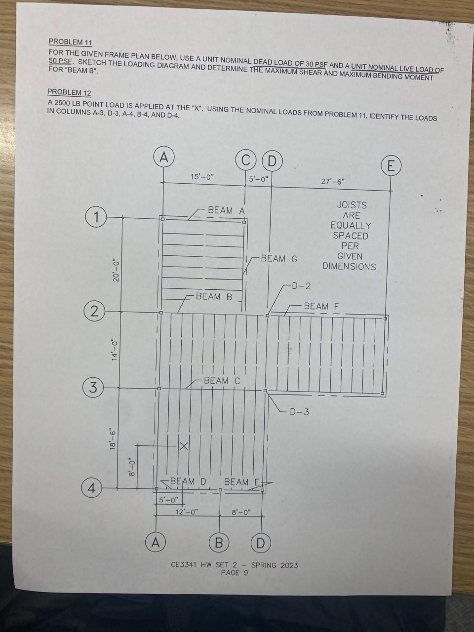 Solved PROBLEM 11 FOR THE GIVEN FRAME PLAN BELOW, USE A UNIT | Chegg.com