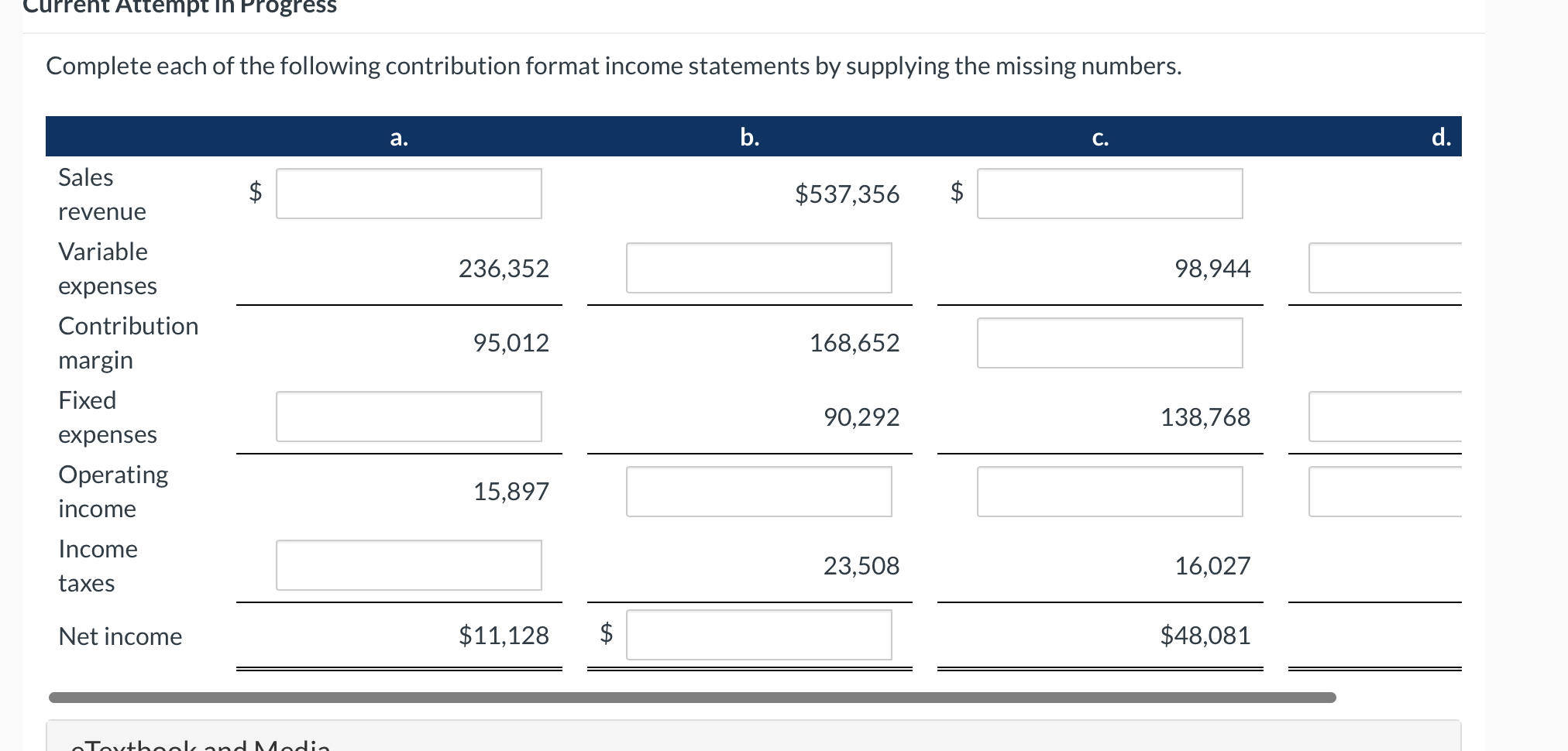 Solved urrent Attempt in Progress Complete each of the | Chegg.com