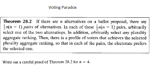 Voting Paradox Theorem 28.2 If there are n | Chegg.com