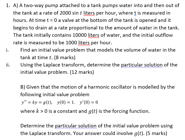 Solved 1. A) A two-way pump attached to a tank pumps water | Chegg.com