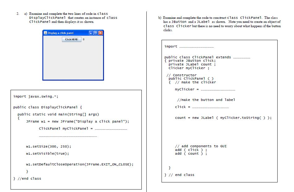 Solved 2. a) Examine and complete the two lines of code in | Chegg.com