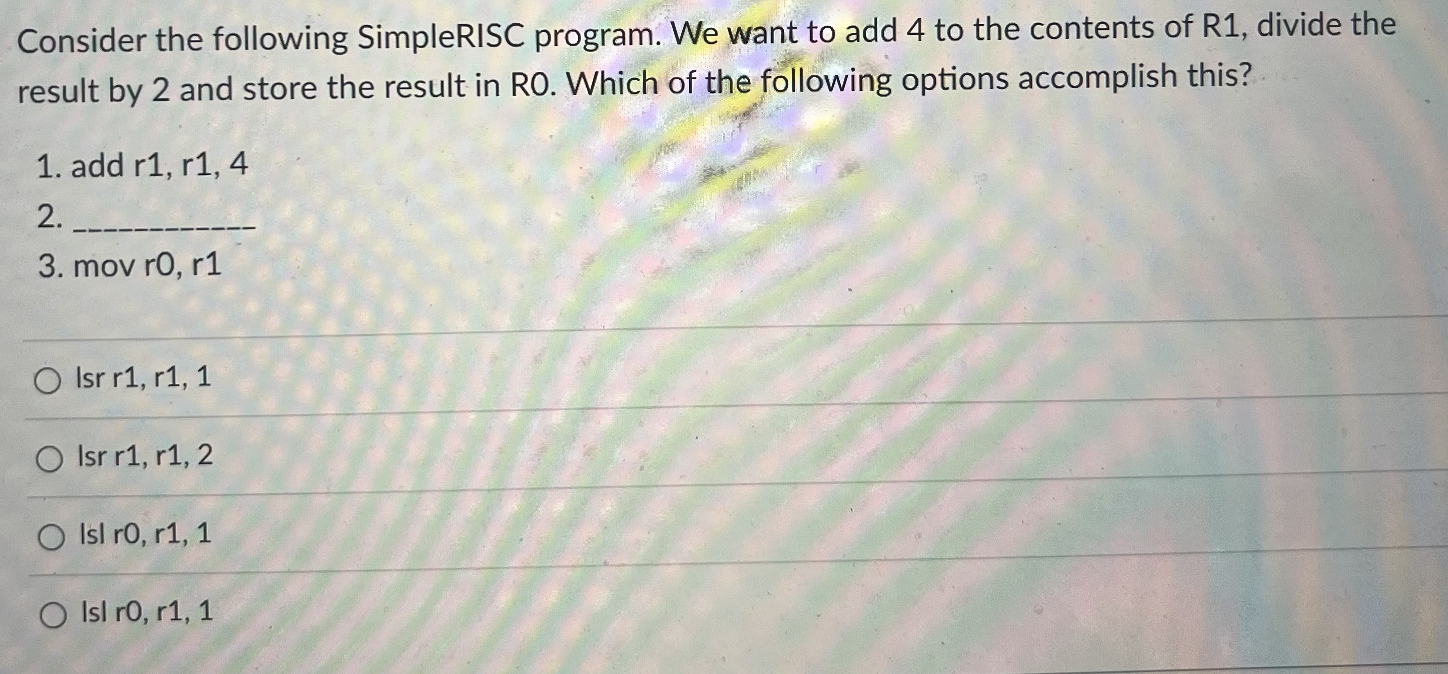 Solved Consider the following SimpleRISC program. We want to | Chegg.com
