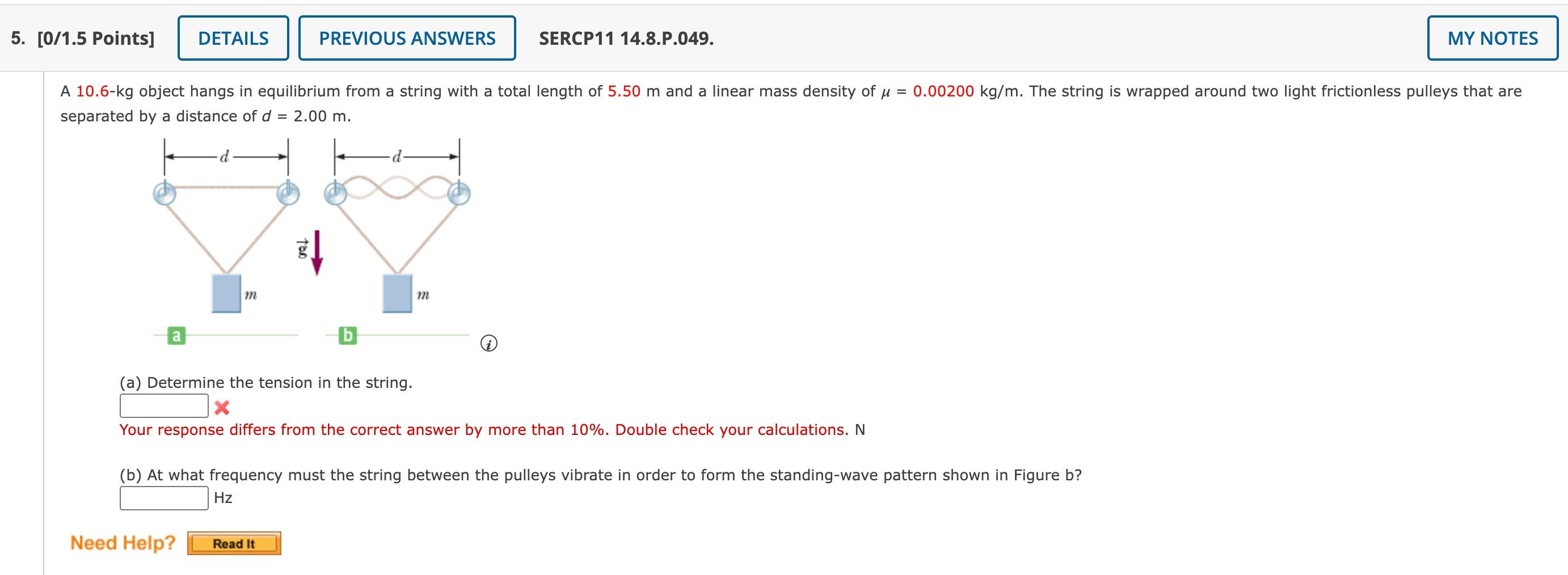 Solved A 10.6 kg object hangs in equilibrium from a string | Chegg.com