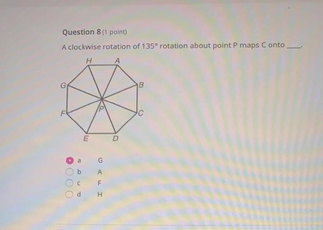 Solved Question 8(1 point) A clockwise rotation of 135° | Chegg.com