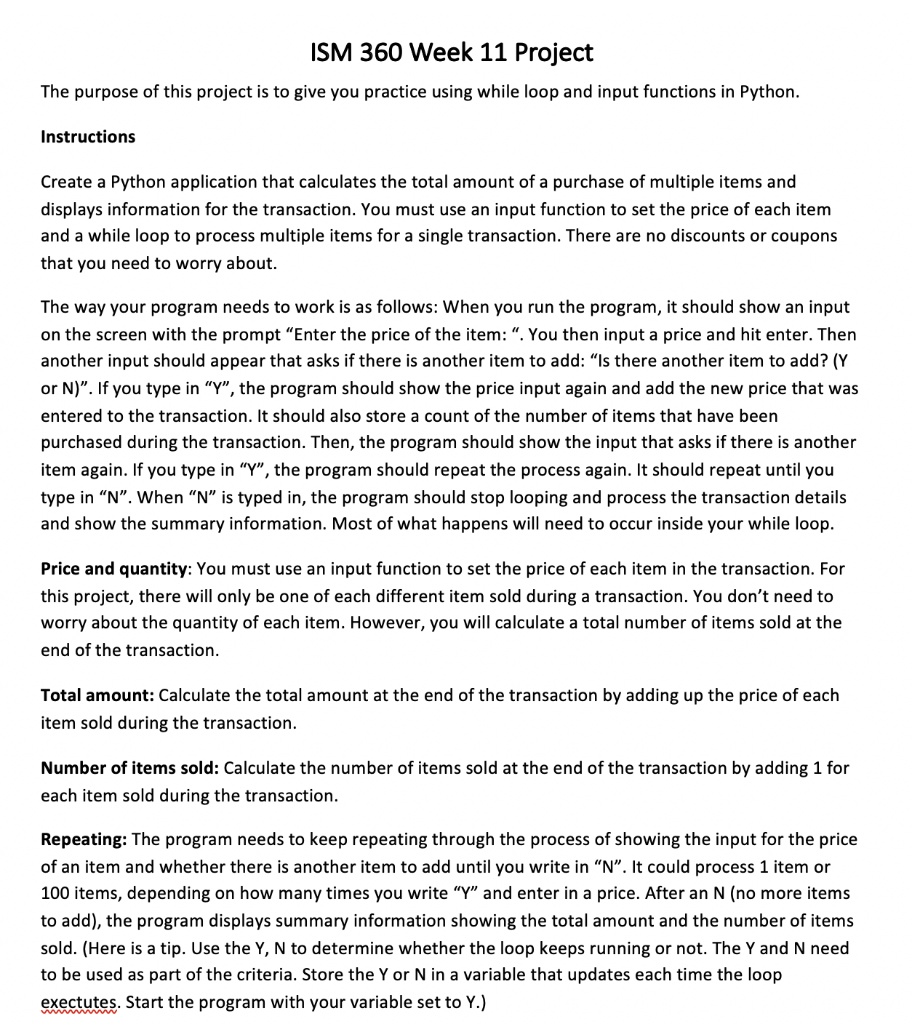 Solved ISM 360 Week 11 Project The purpose of this project | Chegg.com