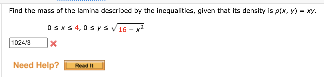 Solved Find the mass of the lamina described by the | Chegg.com