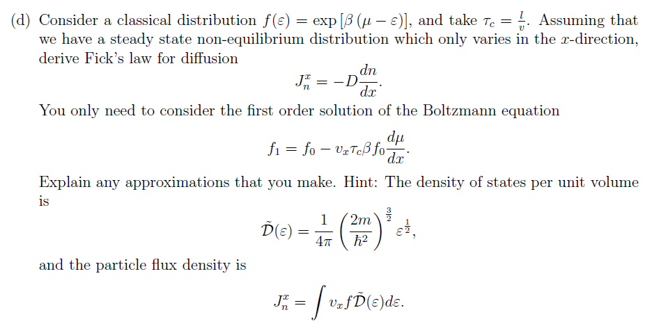 d) Consider a classical distribution f(€) = | Chegg.com