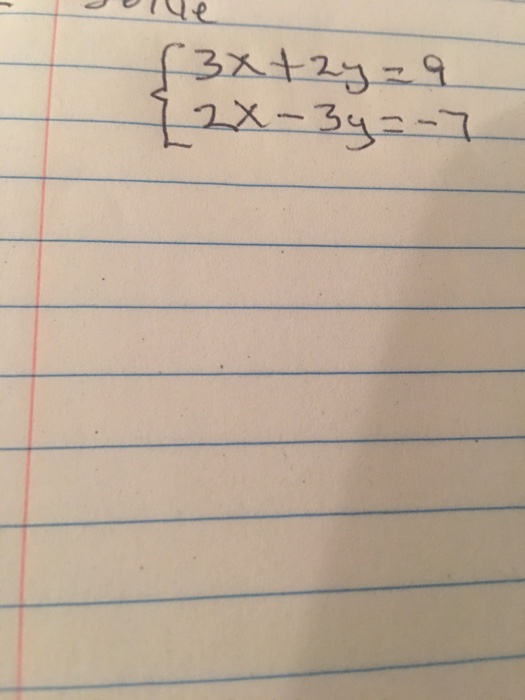 Solved {3x + 2y = 9 2x - 3y = -7 | Chegg.com
