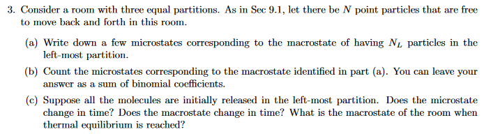 3. Consider a room with three equal partitions. As in | Chegg.com