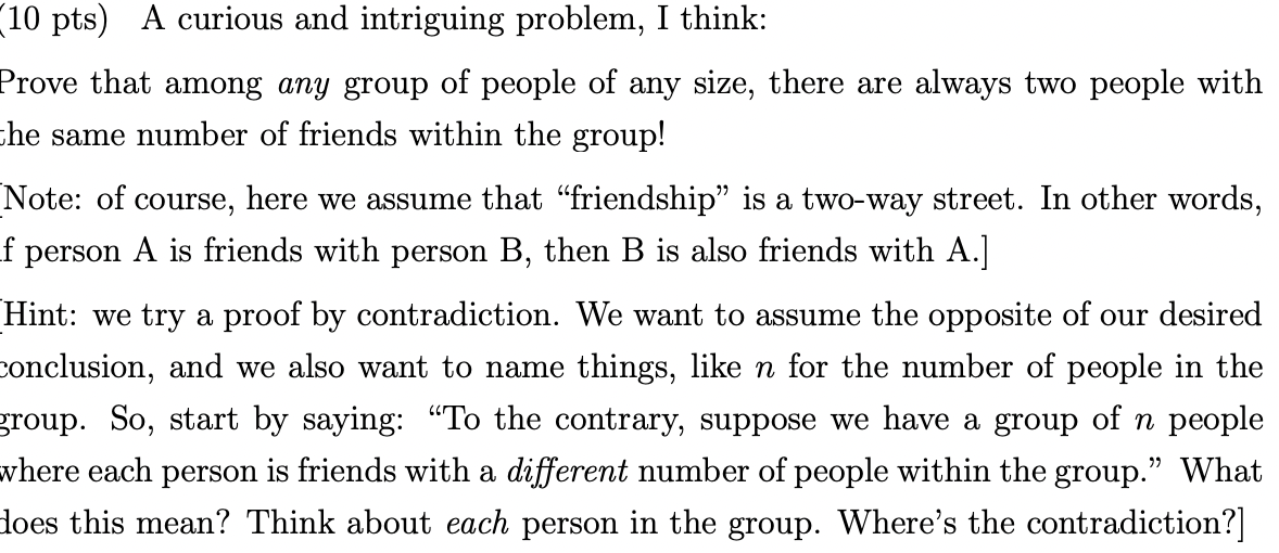 Solved 10 pts) A curious and intriguing problem, I think: | Chegg.com