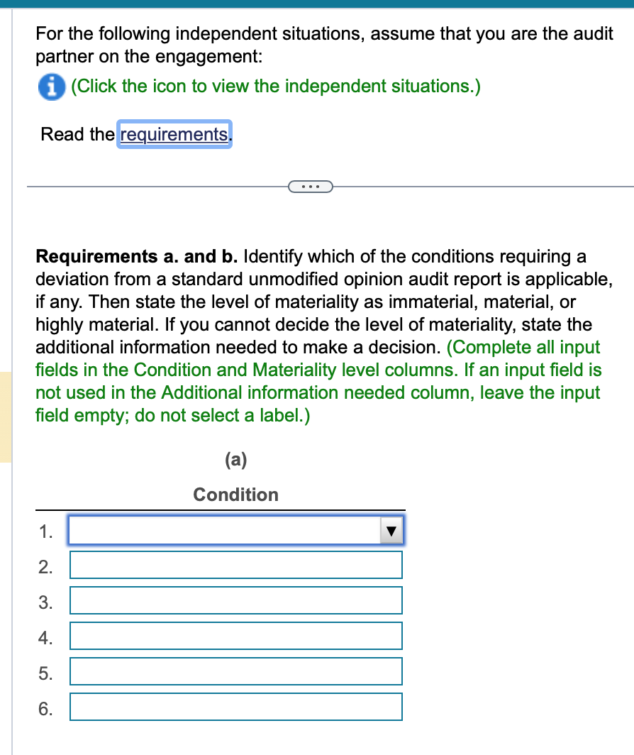 Requirements For each situation, do the following: | Chegg.com