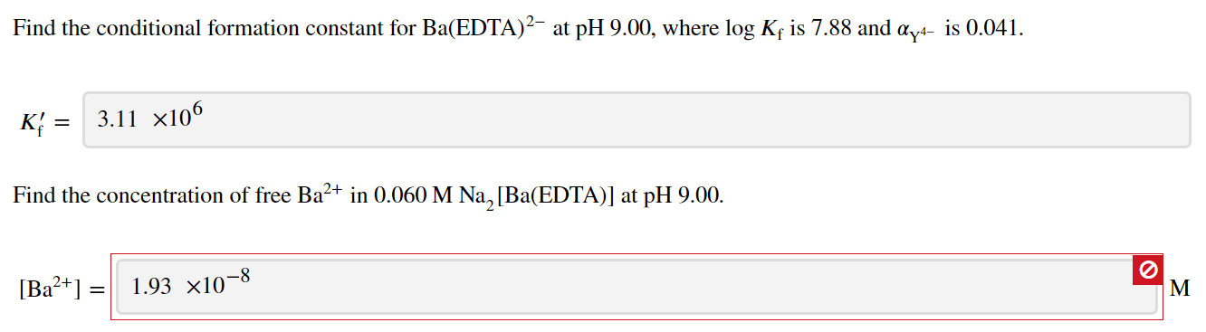 Solved Find the conditional formation constant for | Chegg.com