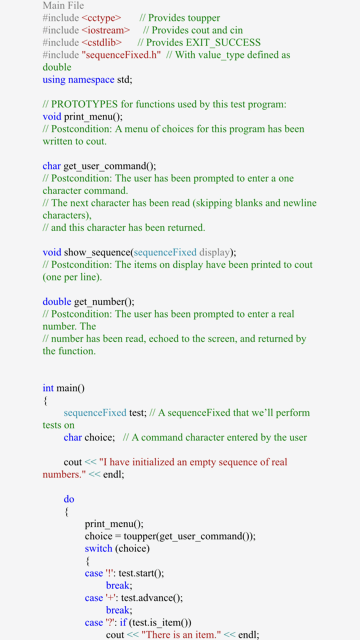 Solved Header File #include cstdlib> class sequenceFixed | Chegg.com